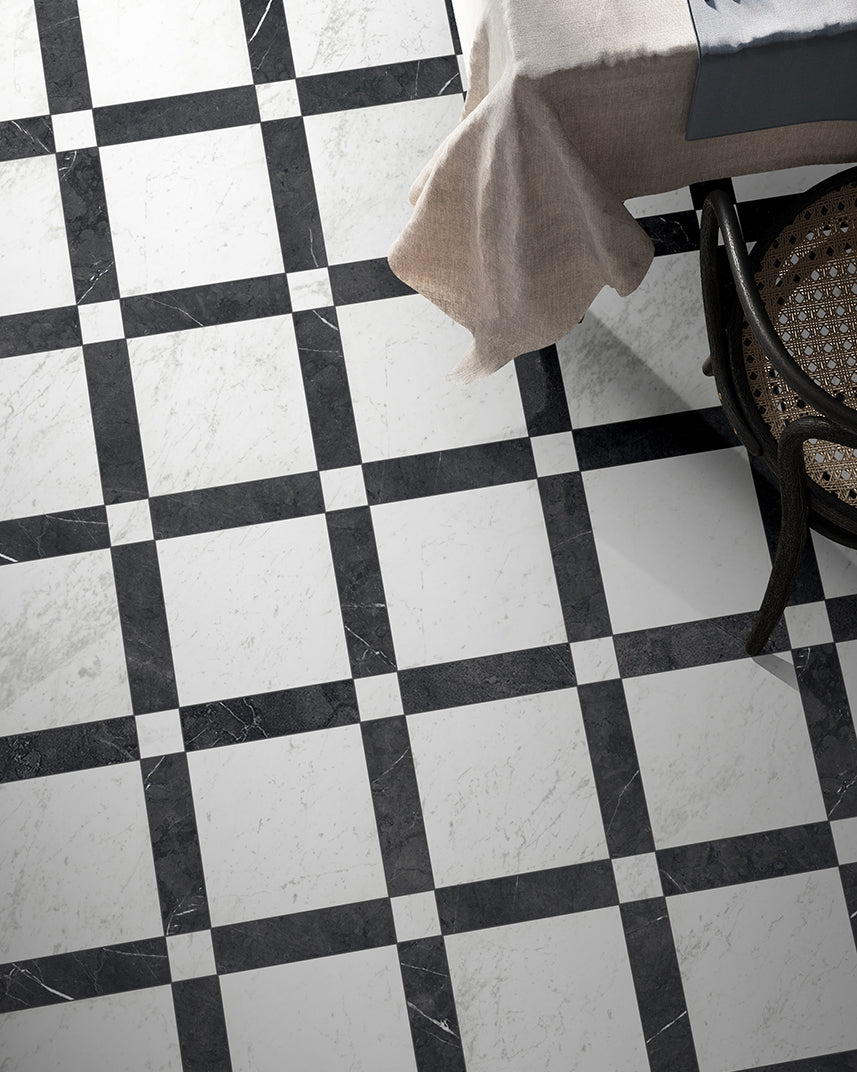 Berrittini Cassettone Marble Effect Porcelain Tiles | Quorn Stone