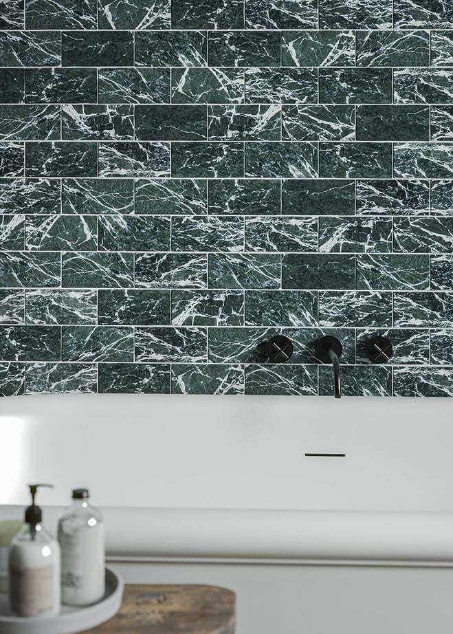 Berrittini Verde Alpi Marble Effect Brick Tiles | Quorn Stone
