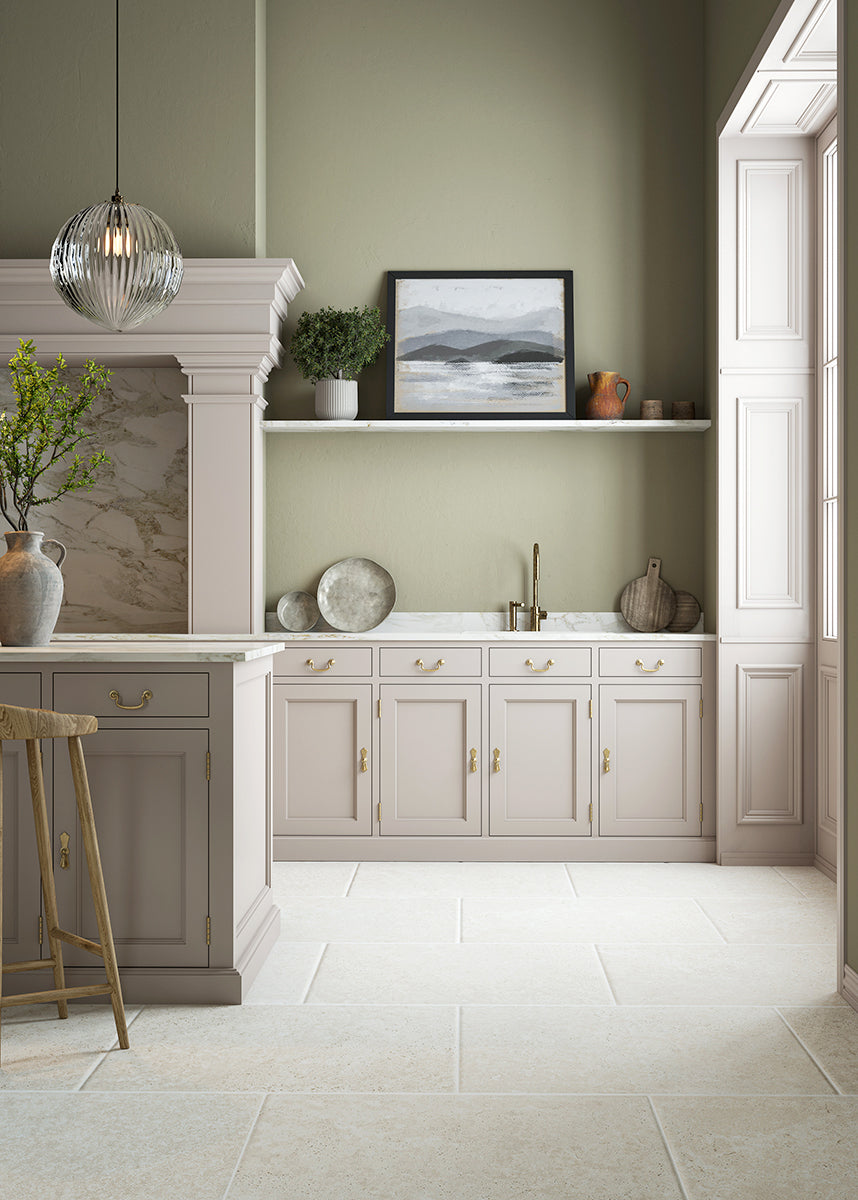 Biella White Travertine Effect Porcelain Tiles | Quorn Stone