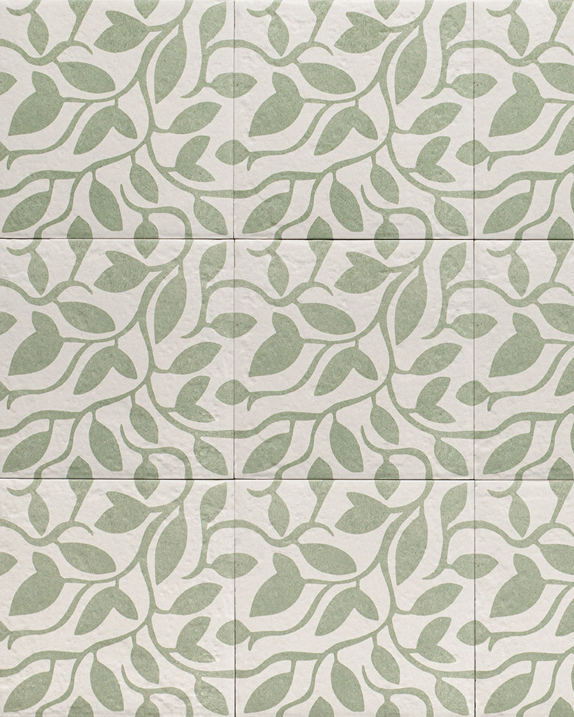 Botanical Sage Decorative Patterned Tiles | Quorn Stone