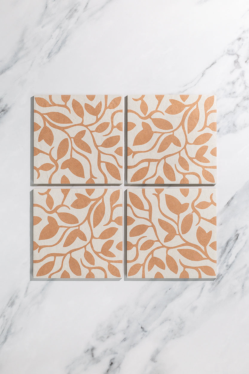Botanical Coral Decorative Patterned Tiles | Quorn Stone
