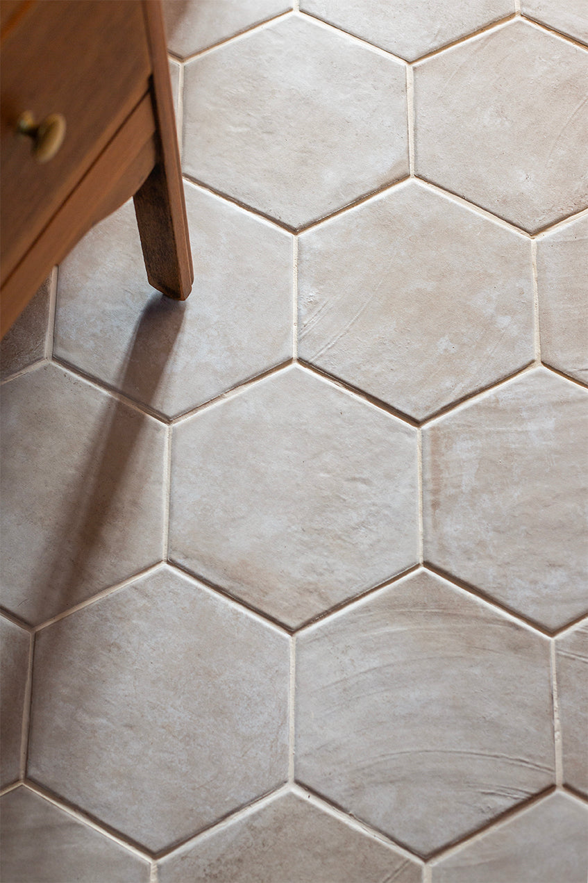 Campello Bianco Hexagon Terracotta Effect Tiles | Quorn Stone