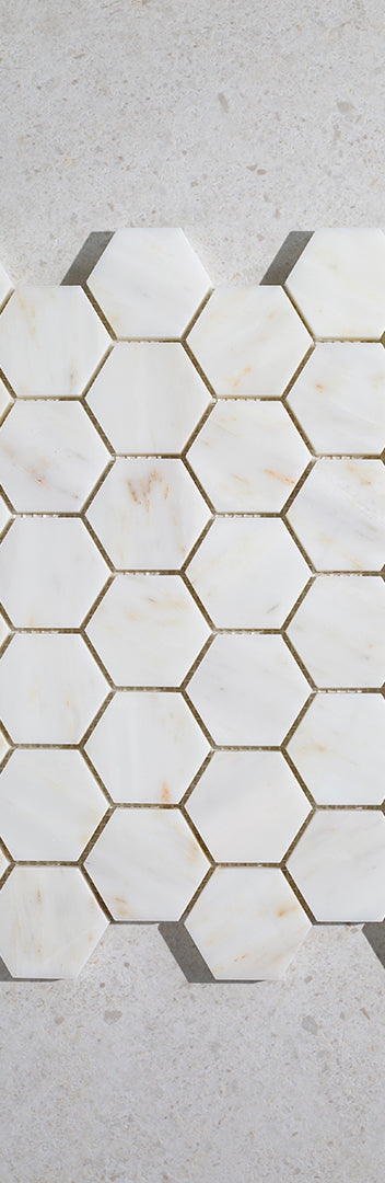 Carrara Oro Honed Marble Hexagon Mosaic | Quorn Stone