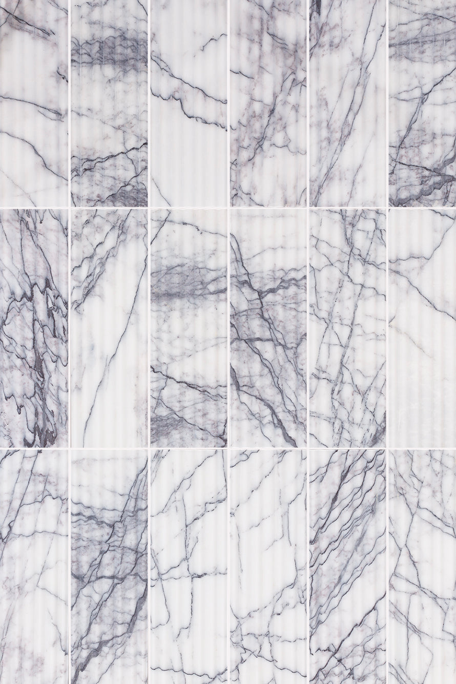 Carrara Viola Dusk Marble Fluted Tiles | Quorn Stone