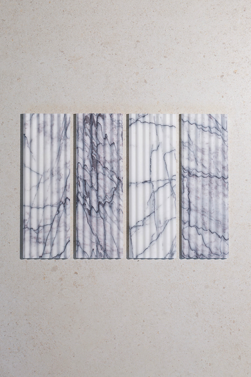 Carrara Viola Dusk Marble Fluted Tiles | Quorn Stone