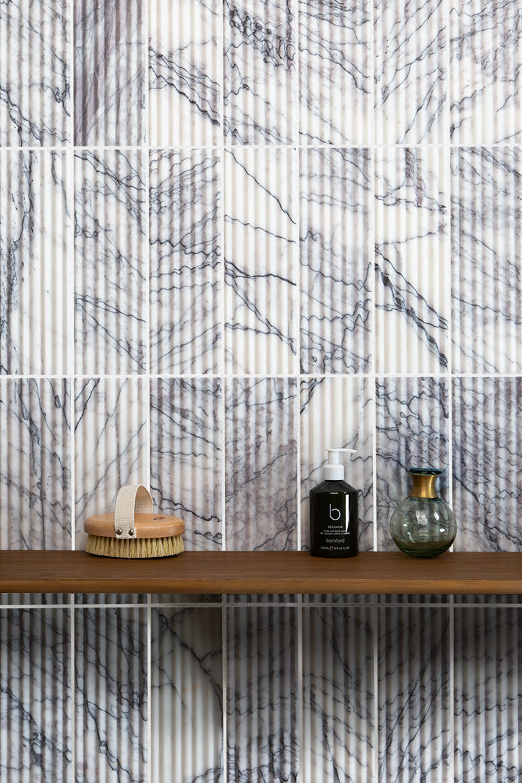Carrara Viola Dusk Marble Fluted Tiles | Quorn Stone