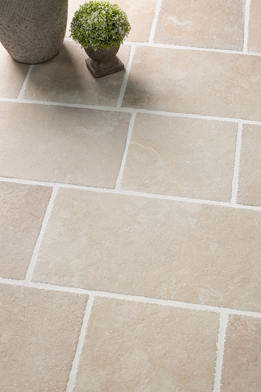 Castello Sand Tumbled Porcelain Tiles | Quorn Stone