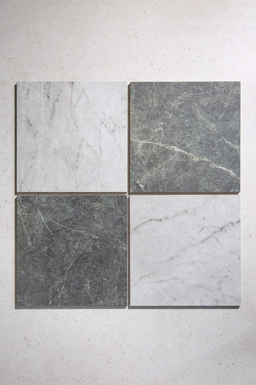 Chalfont Antiqued White Marble Effect Porcelain Tiles | Quorn Stone