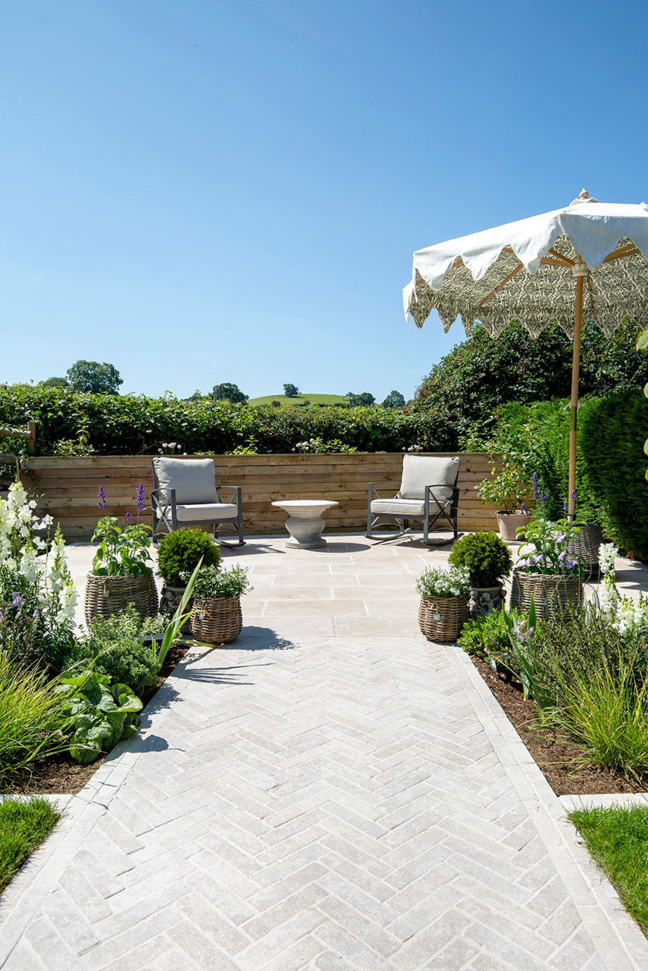 Dijon Tumbled Herringbone Paving Cobbles | Quorn Stone