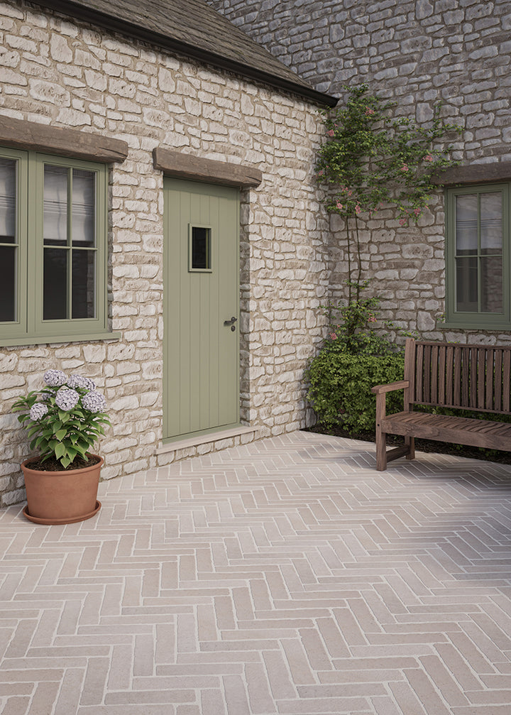 Dijon Rendition® by QS Stone Effect Porcelain Herringbone Cobbles ...