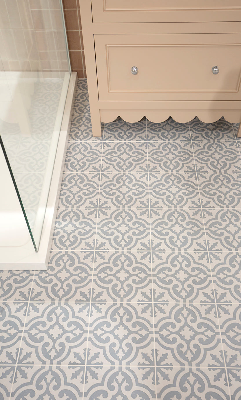 Fiorella Duck Egg Patterned Tiles | Decorative | Quorn Stone