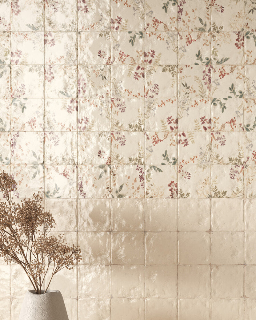 Flora Autumn Bloom Crackle Glaze Decorative Tiles | Quorn Stone