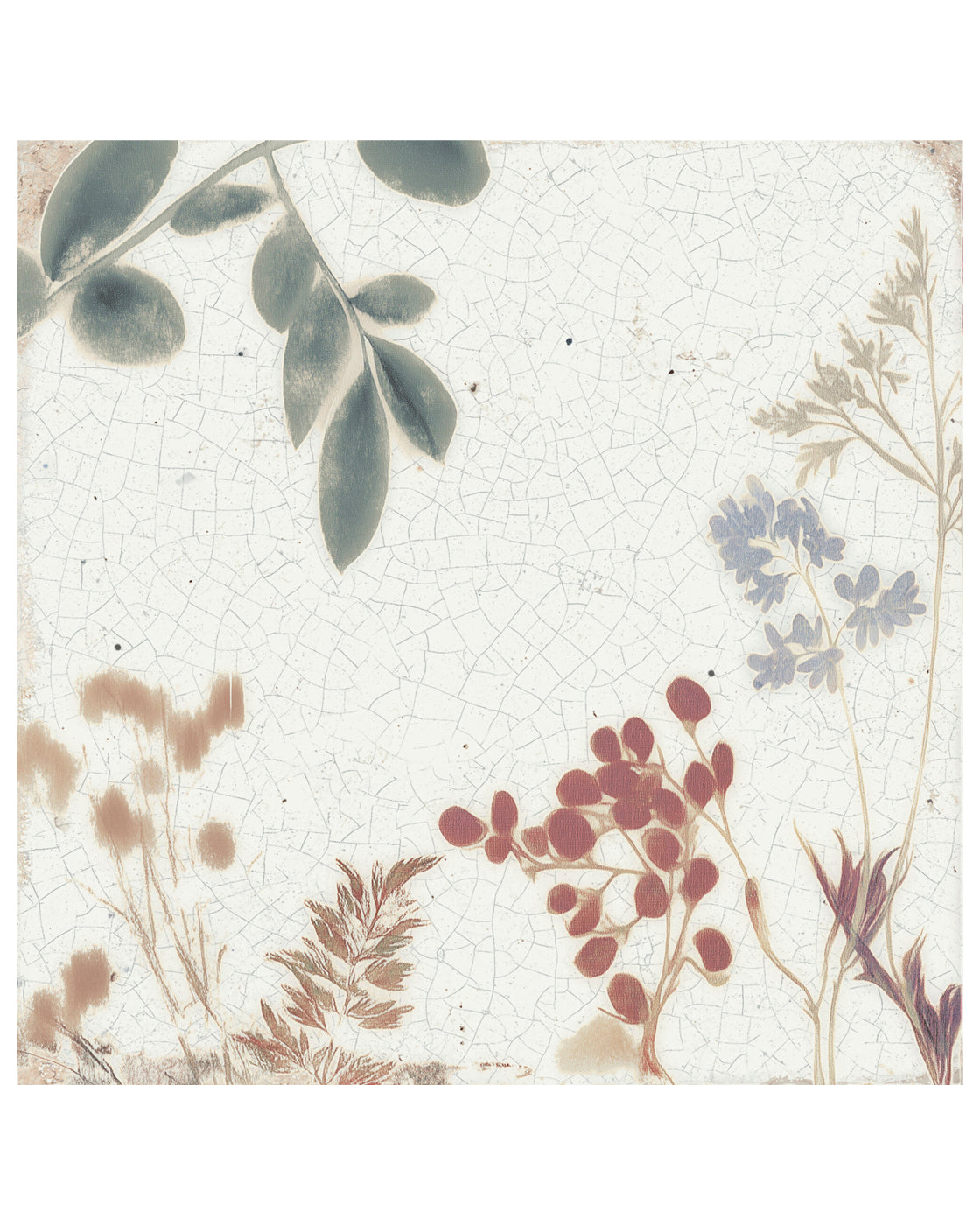 Flora Autumn Bloom Crackle Glaze Decorative Tiles | Quorn Stone