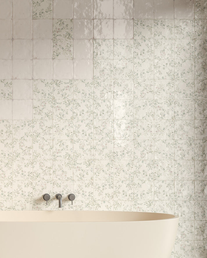 Flora Spring Blossom Crackle Glaze Decorative Tiles | Quorn Stone