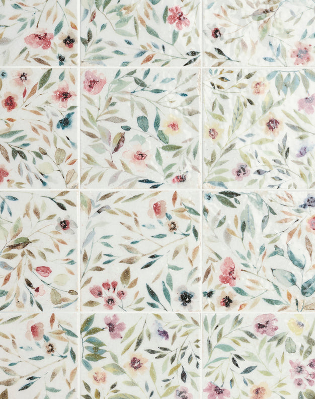 Flora Wild Meadow Crackle Glaze Decorative Tiles | Quorn Stone