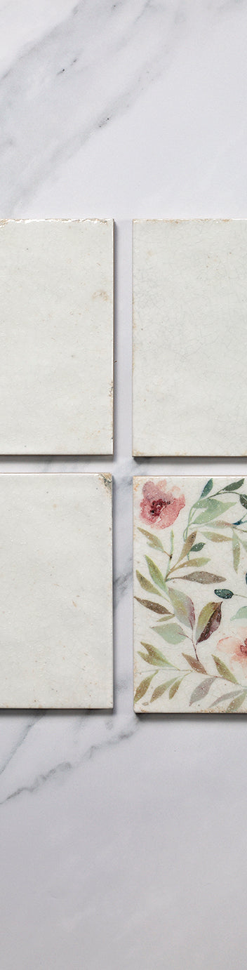 Flora Wild Meadow Crackle Glaze Decorative Tiles | Quorn Stone