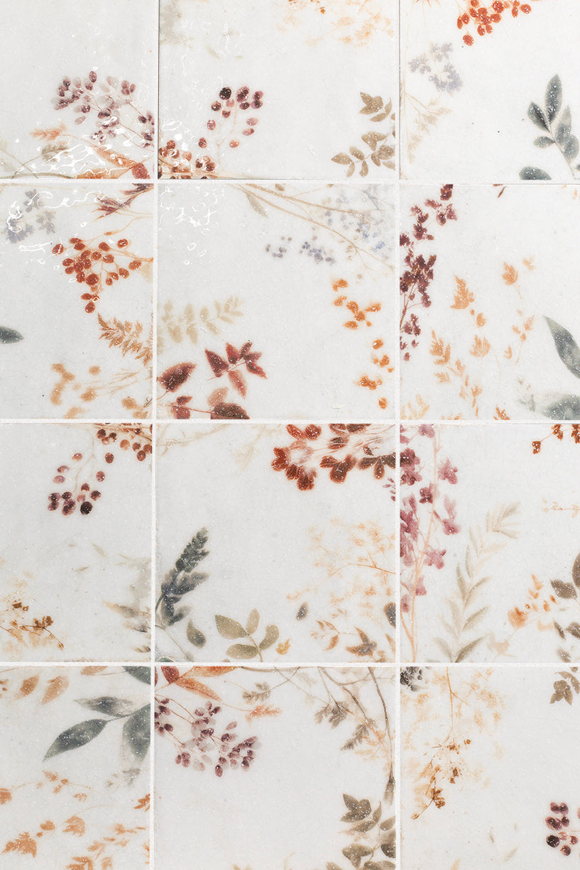 Flora Autumn Bloom Crackle Glaze Decorative Tiles | Quorn Stone