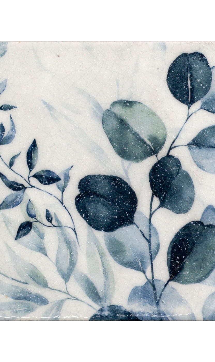 Flora Eucalyptus Blue Crackle Glaze Decorative Tiles | Quorn Stone