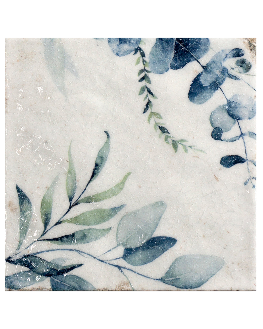Flora Eucalyptus Blue Crackle Glaze Decorative Tiles | Quorn Stone