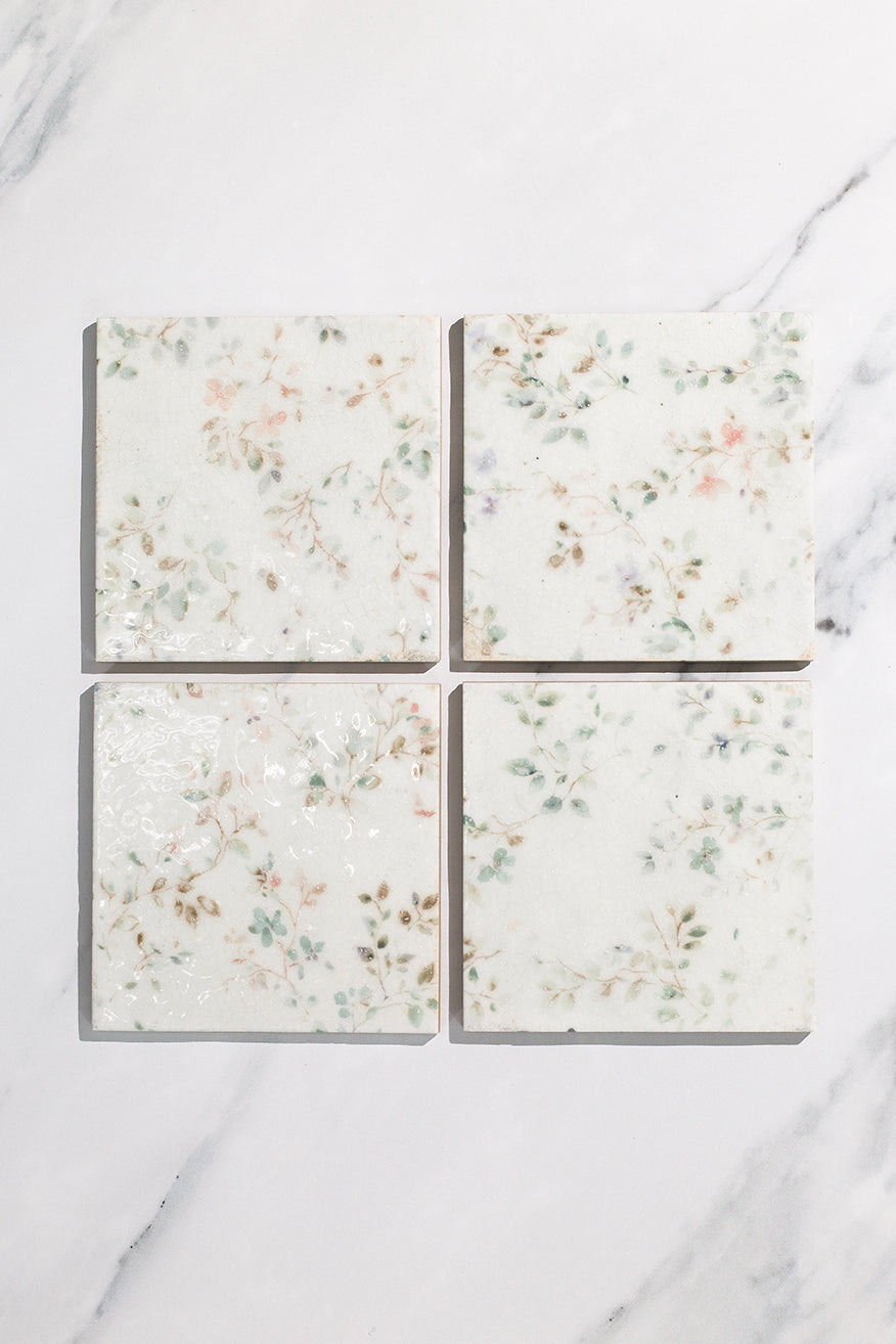Flora Spring Blossom Crackle Glaze Decorative Tiles | Quorn Stone
