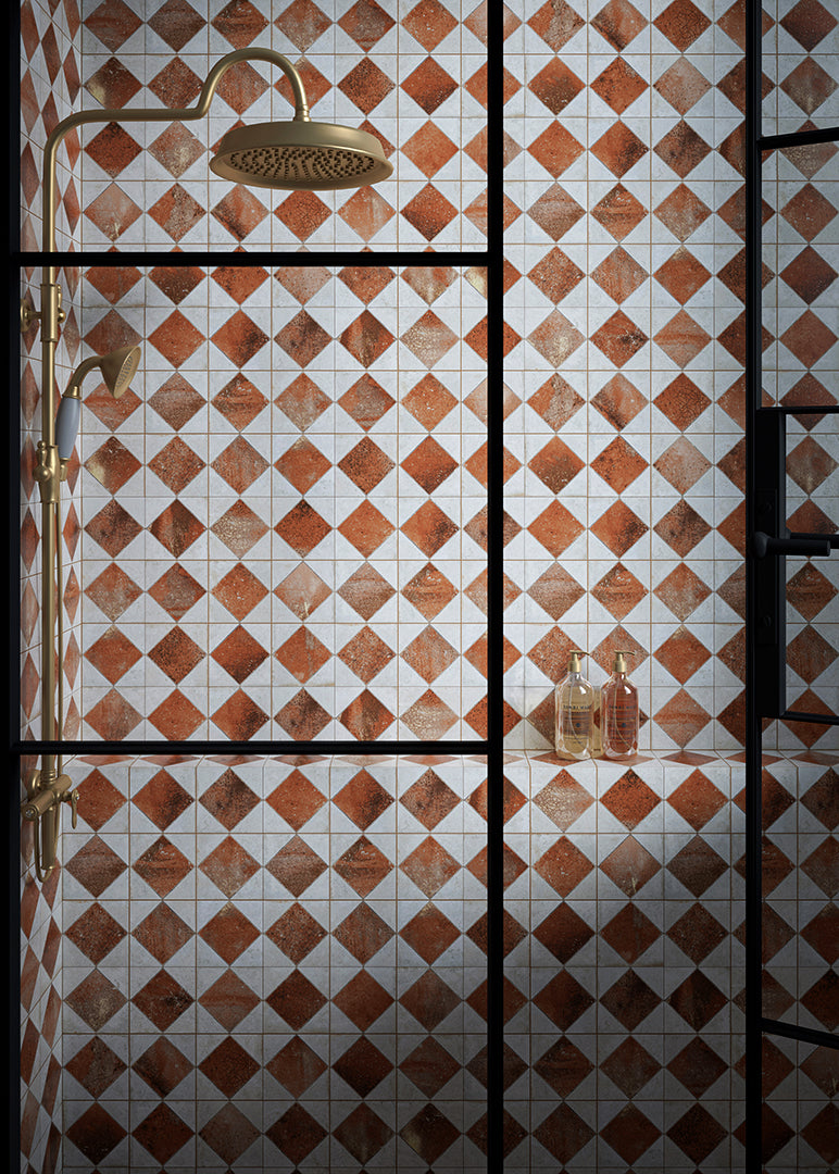 Julieta Autumn Red Chequered Tiles | Quorn Stone