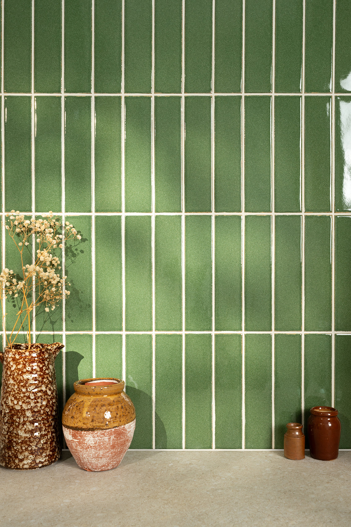 Juno Moss Gloss Metro Tiles | Quorn Stone