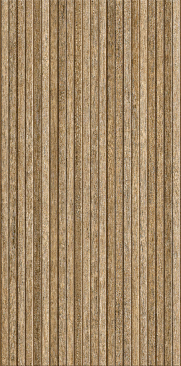 Kyoto Mid Oak Slatted Wood Effect Wall Tile | Quorn Stone