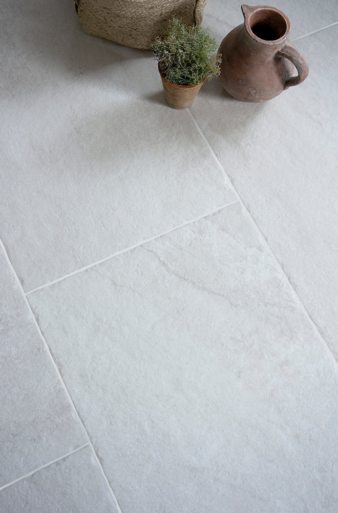 Lacock White Stone Effect Porcelain Tiles | Quorn Stone
