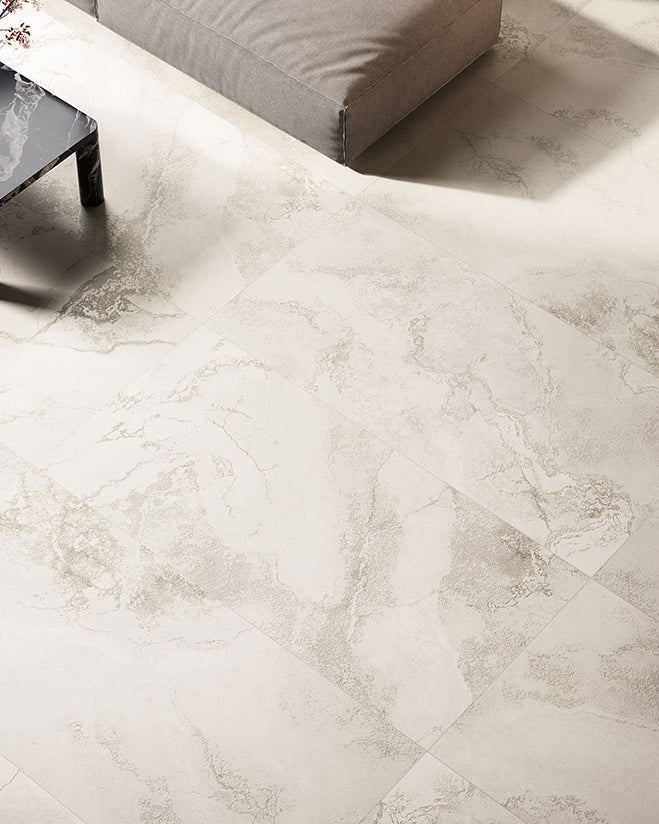 Lavello Bianco Travertine Effect Porcelain Tiles | Quorn Stone