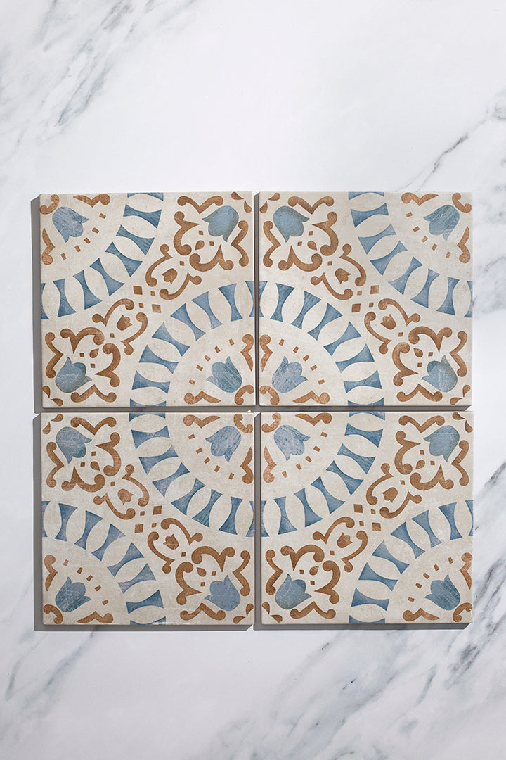 Luna Blue Decorative Patterned Tiles | Quorn Stone