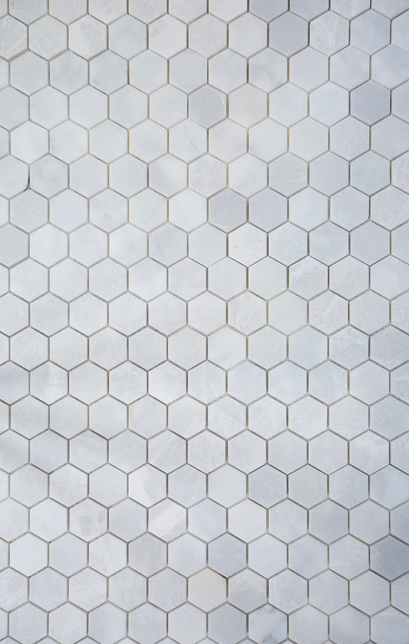Mont Blanc Honed Marble Hexagon Mosaic | Quorn Stone