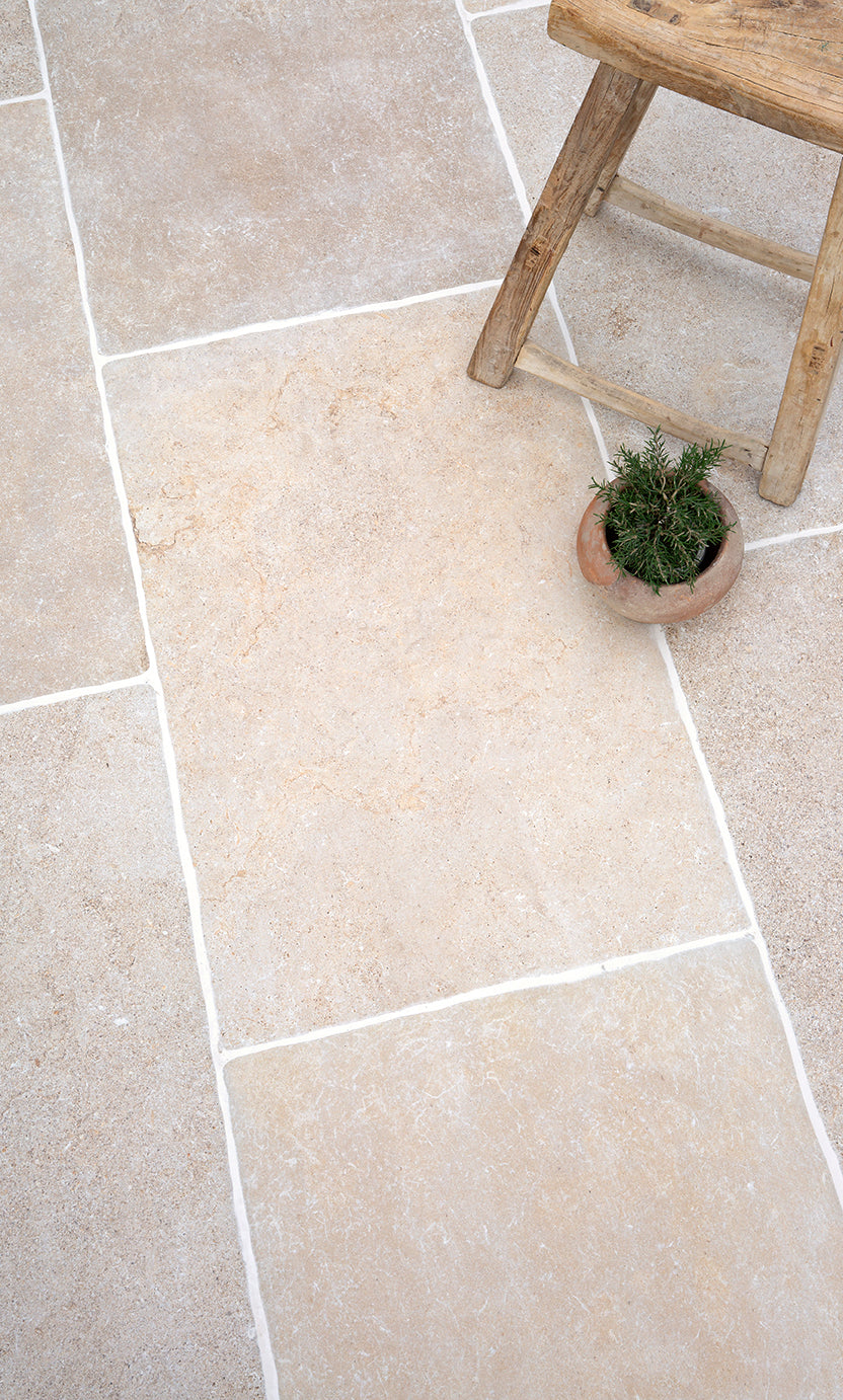 Montpellier Sable Tumbled Porcelain Paving | Quorn Stone