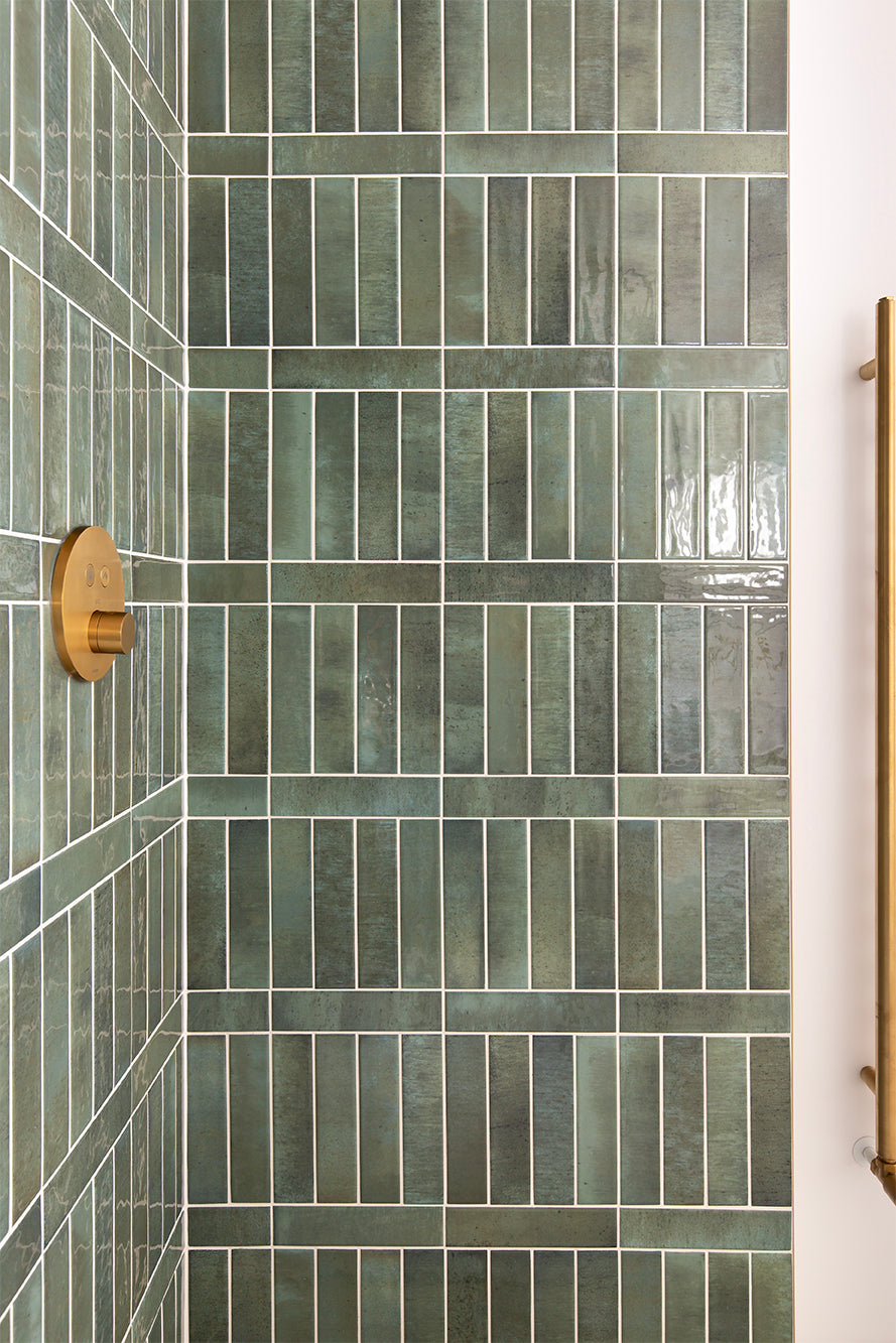 Nori Forest Gloss Metro Tiles | Quorn Stone