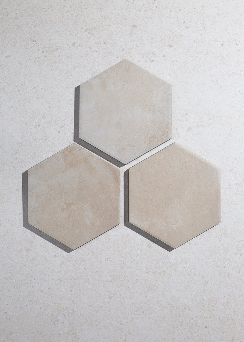 Oliva Crema Hexagon Terracotta Effect Tiles | Quorn Stone