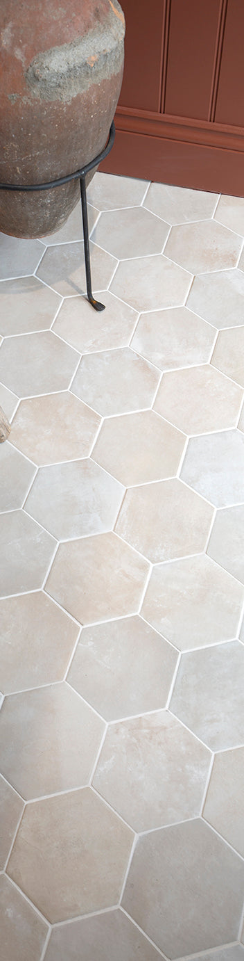 Oliva Crema Hexagon Terracotta Effect Tiles | Quorn Stone