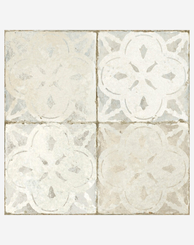 Ophelia White Patterned Ceramic Tiles | Quorn Stone