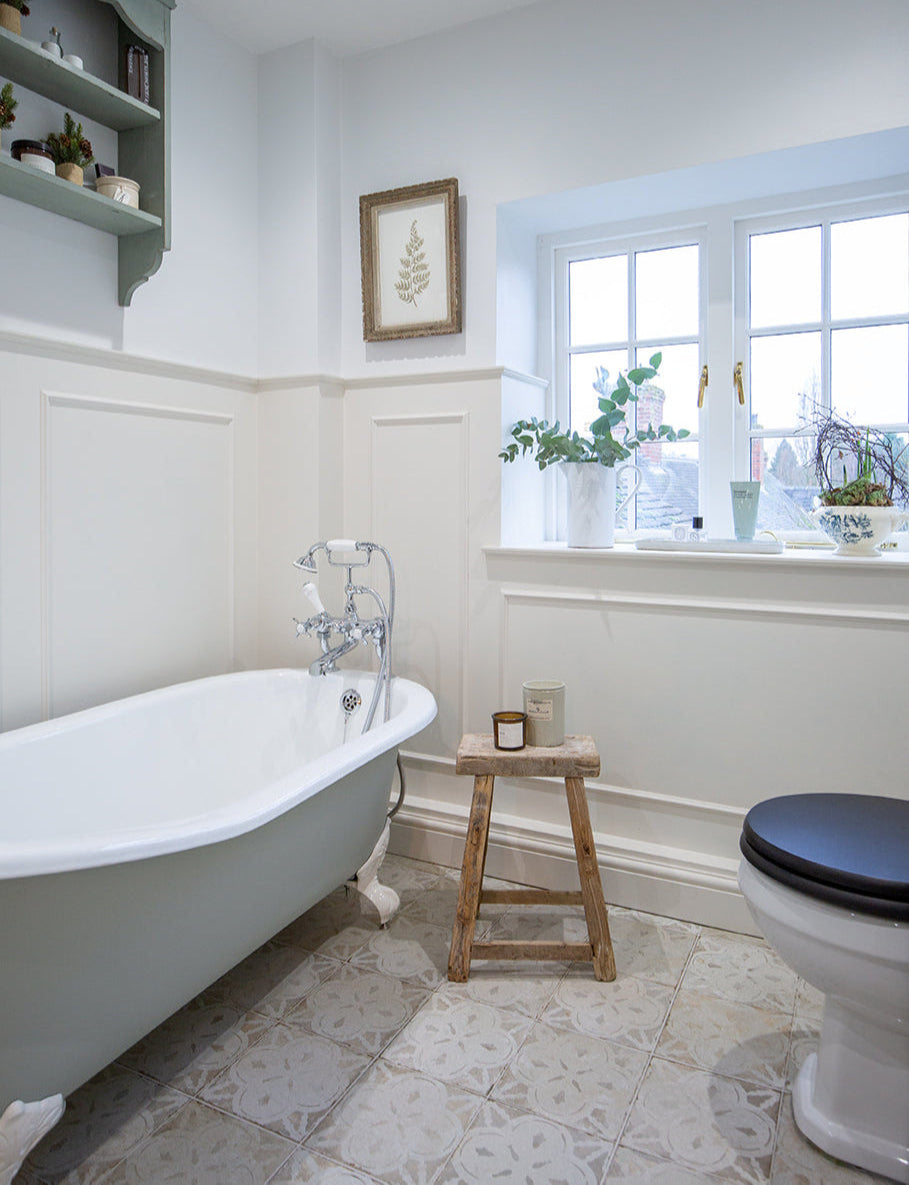 Ophelia White Patterned Ceramic Tiles | Quorn Stone