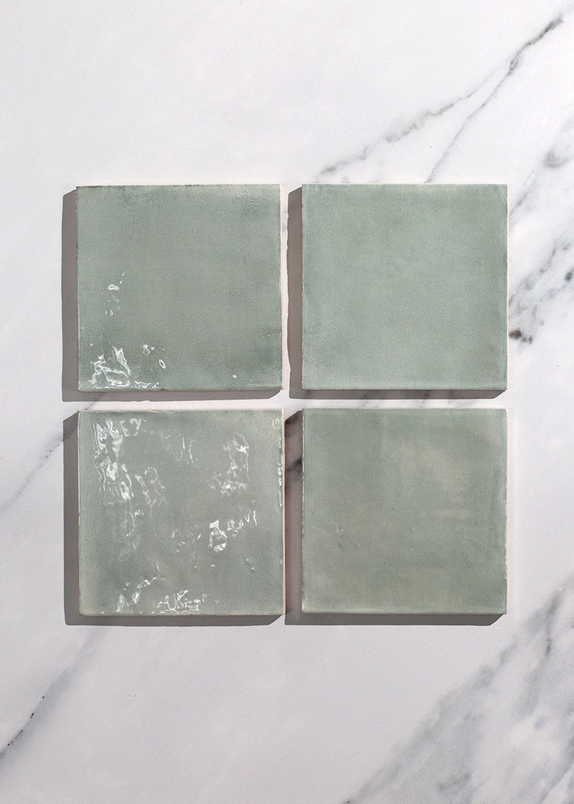 Pastello Seagrass Gloss Square Tiles | Quorn Stone