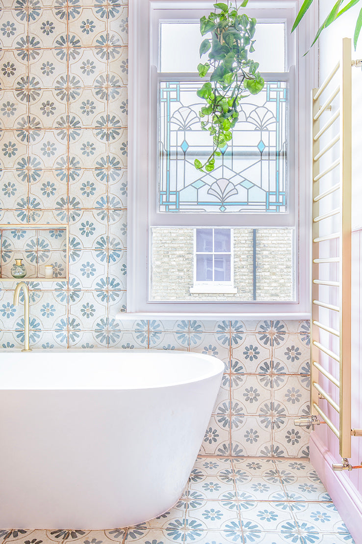 Penrose Blue Patterned Ceramic Tiles | Quorn Stone