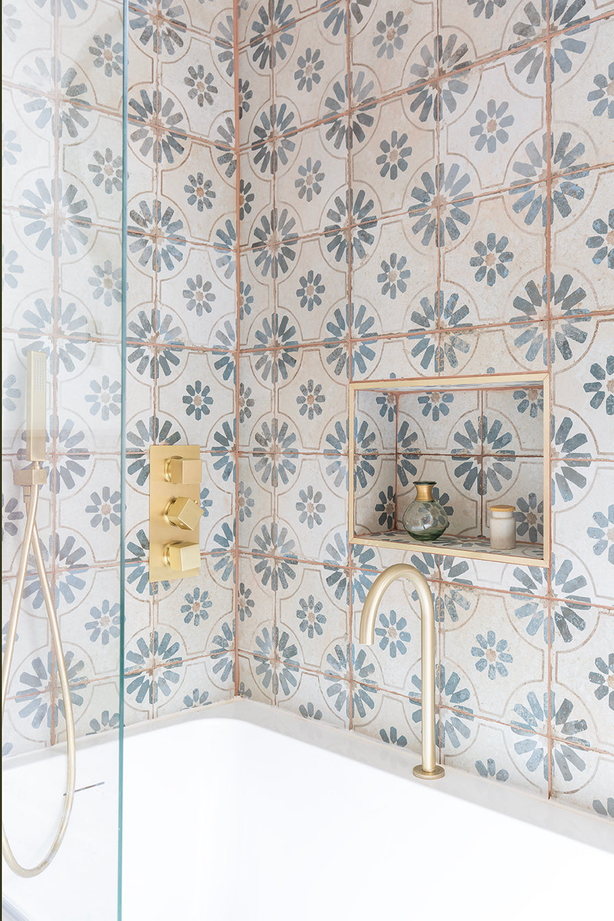 Penrose Blue Patterned Ceramic Tiles | Quorn Stone
