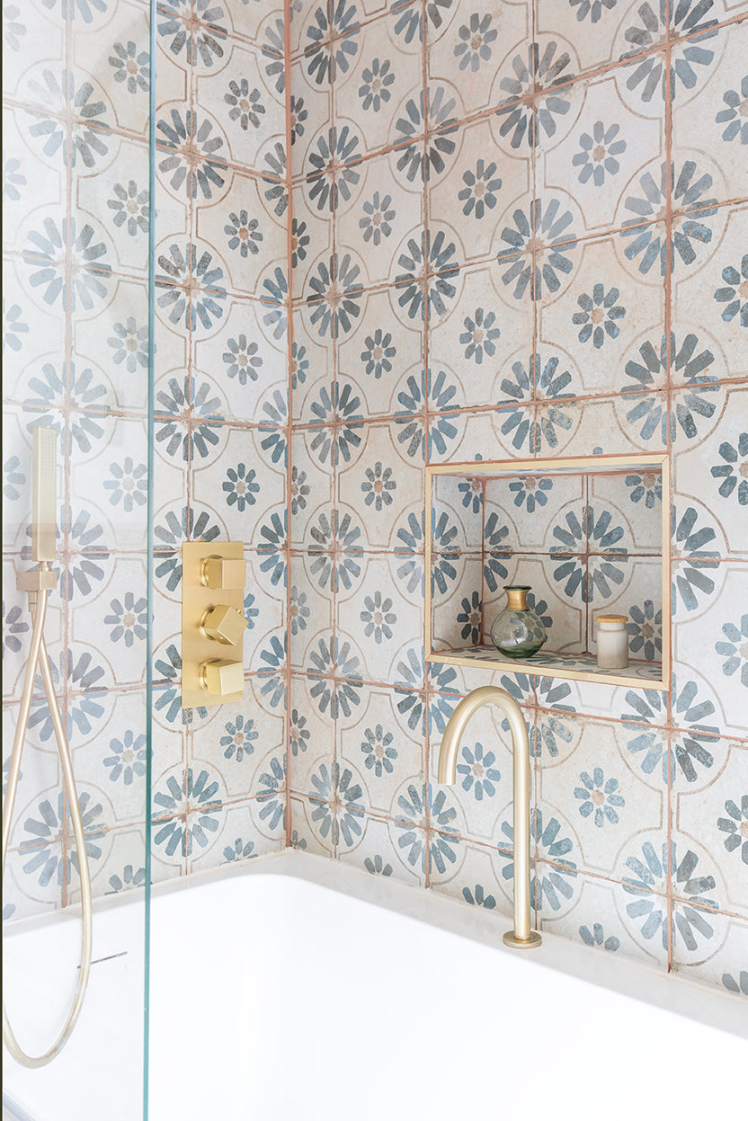 Penrose Blue Patterned Ceramic Tiles | Quorn Stone