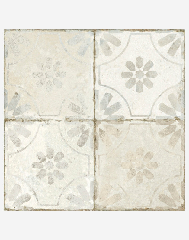 Penrose White Patterned Ceramic Tiles | Quorn Stone