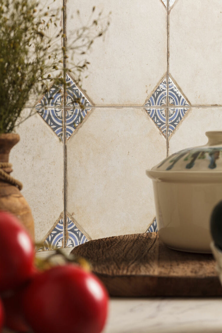 Pompei Blue Decorative Patterned Tiles | Quorn Stone
