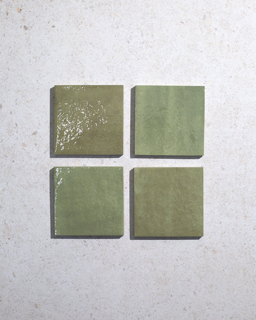 Tangier Sage Green Gloss Decorative Tiles | Quorn Stone