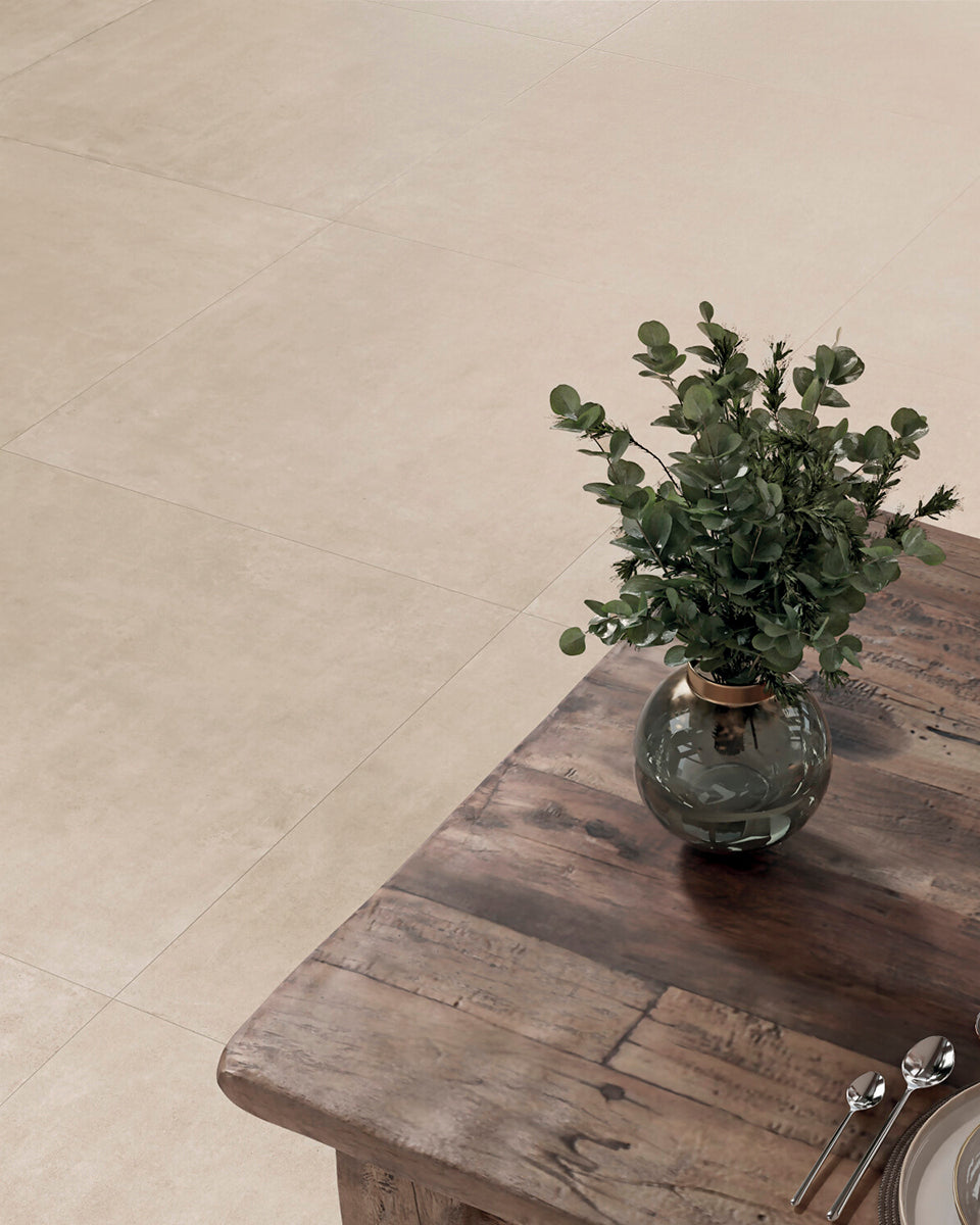 Tribeca Beige Concrete Effect Porcelain Tiles | Quorn Stone