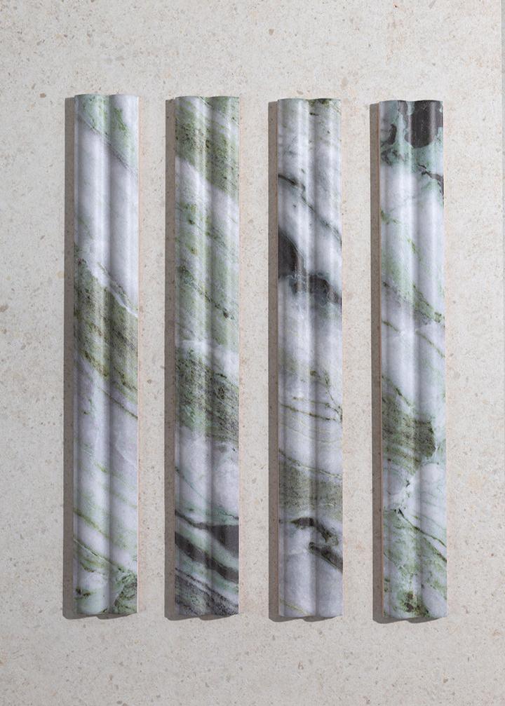Zanetti Jade Green Marble Effect Fluted Tiles | Quorn Stone