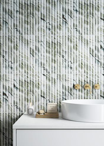 Zanetti Jade Green Marble Effect Fluted Tiles | Quorn Stone