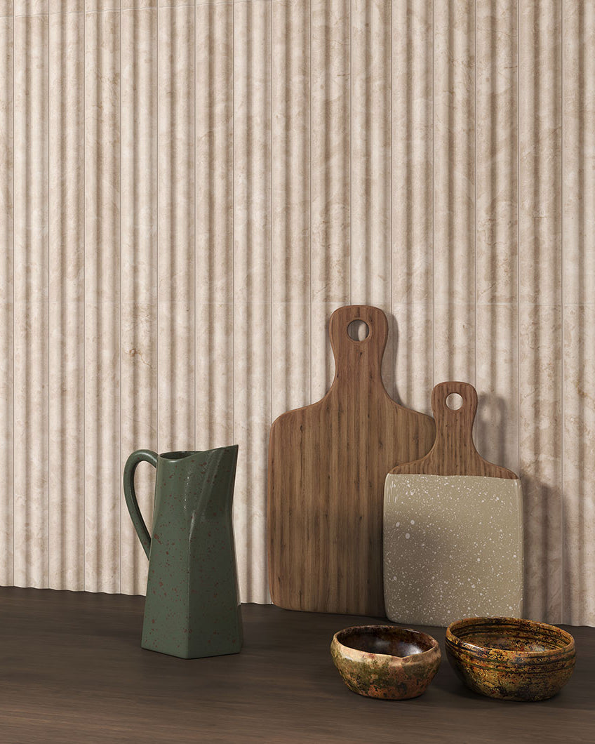 Zanetti Cloud Pink Marble Effect Fluted Tiles | Quorn Stone