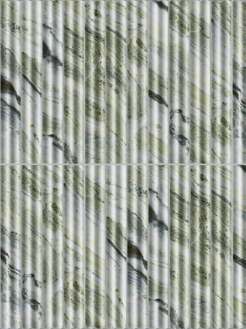 Zanetti Jade Green Marble Effect Fluted Tiles | Quorn Stone