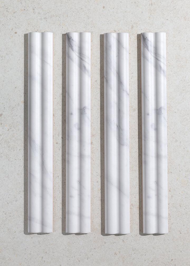 Zanetti Pearl White Marble Effect Fluted Tiles | Quorn Stone